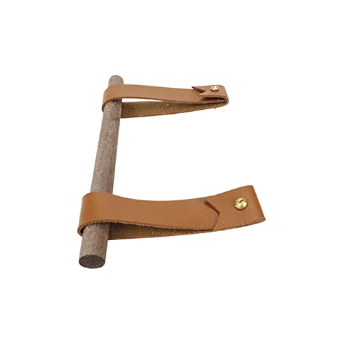 HEVSTIL Leather Wall Hook with Wood Stick,Leather Towel Hook Towel Hook Wall Hanging Strap Towel Hook Kitchen Bath Towel Holder Hangers Leather Wall Tissue Hook for Bathroom Kitchen,Brown