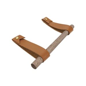 HEVSTIL Leather Wall Hook with Wood Stick,Leather Towel Hook Towel Hook Wall Hanging Strap Towel Hook Kitchen Bath Towel Holder Hangers Leather Wall Tissue Hook for Bathroom Kitchen,Brown