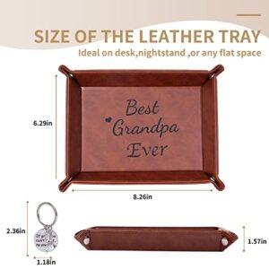 Aujzoo Grandpa Gifts from Grandchildren Best Grandpa Gifts for Grandpa Birthday Gifts - Leather Valet Tray Gift,Grandfather Gift,Grandparents Day Gifts,Christmas Gifts,Thanksgiving Gifts for Grandpa.