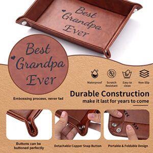 Aujzoo Grandpa Gifts from Grandchildren Best Grandpa Gifts for Grandpa Birthday Gifts - Leather Valet Tray Gift,Grandfather Gift,Grandparents Day Gifts,Christmas Gifts,Thanksgiving Gifts for Grandpa.