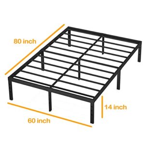 Eavesince Queen Bed Frame 14 Inch High Max 1000 Pound Heavy Duty Sturdy Metal Steel Queen Size Platform No Box Spring Needed Black