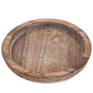 icaroom rustic wooden serving tray - round wood for coffee table, candle holder home decor, small tray, decorative trays decor (8.07 in / 20.5 cm)