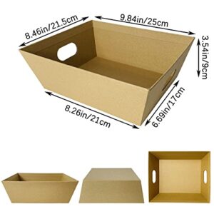 Baskets For Gifts Empty, 6 PCS Sturdy Diy Bulk Gift Basket Kraft Market Tray Cardboard Basket With Handles, Gift Basket Kit Supplies Wrap To Fill For Birthday Christmas Valentines Thanksgiving