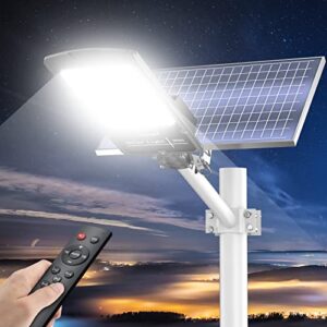 hyperaza 1000w solar street lights dusk to dawn solar light 80000lm high brightness remote controlled solar street light outdoor with motion sensor ip66 waterproof fit for yard, garden, parking lot