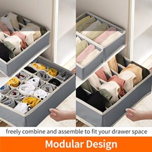 IGELIN MAGELI Drawer Underwear Organizer Dividers 5 Pack, Oxford Cloth Organizers and Storage Boxes for Lingerie, Bra, Socks, Underwear, Ties (Gray)