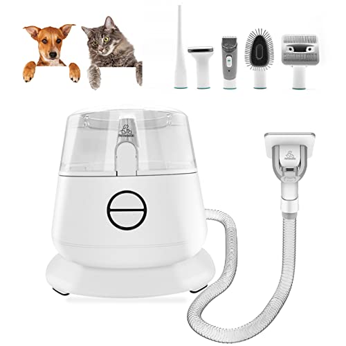 Pro Pet Grooming Kit & Vacuum Suction 99% Pet Hair, Low Noise Dog Grooming Clippers, 5 Pet Grooming Tools,1.2L Dust Box, for Shedding Tools for Dogs Cats and Other Animals Pet Hair