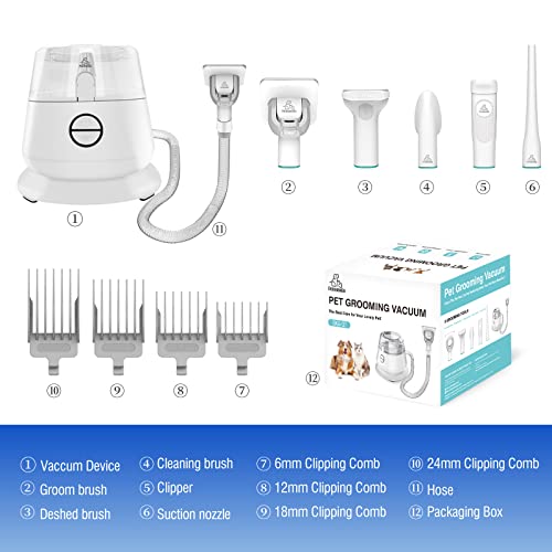 Pro Pet Grooming Kit & Vacuum Suction 99% Pet Hair, Low Noise Dog Grooming Clippers, 5 Pet Grooming Tools,1.2L Dust Box, for Shedding Tools for Dogs Cats and Other Animals Pet Hair