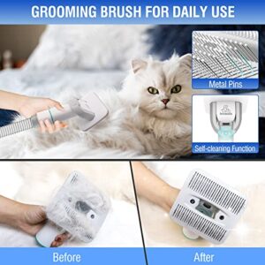 Pro Pet Grooming Kit & Vacuum Suction 99% Pet Hair, Low Noise Dog Grooming Clippers, 5 Pet Grooming Tools,1.2L Dust Box, for Shedding Tools for Dogs Cats and Other Animals Pet Hair