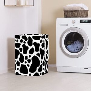 Laundry Baskets, Laundry Hamper with Long Handles Collapsible Waterproof Freestanding Clothes Hamper, Durable Tall Laundry Bin, Clothes Hamper for Bedroom, Bathroom, Dorm, Toys, 65L, Cow Pattern