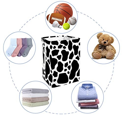 Laundry Baskets, Laundry Hamper with Long Handles Collapsible Waterproof Freestanding Clothes Hamper, Durable Tall Laundry Bin, Clothes Hamper for Bedroom, Bathroom, Dorm, Toys, 65L, Cow Pattern