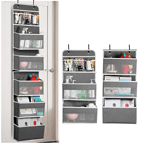 Tuffen Over Door Organizer, 6 Shelf Bathroom Organizer, 1 Split into 2 Hanging Closet Organizer for A Room, Kitchen, Bedroom, and Toy, Shoe, Stuffed Animal, Velcro Fixed Without Deformation, Grey