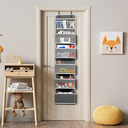 Tuffen Over Door Organizer, 6 Shelf Bathroom Organizer, 1 Split into 2 Hanging Closet Organizer for A Room, Kitchen, Bedroom, and Toy, Shoe, Stuffed Animal, Velcro Fixed Without Deformation, Grey