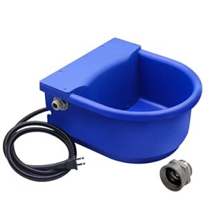 aplayfulbee automatic heated dog waterer bowl feeder constant temperature dispenser 3l outdoor thermal bowl with float ball valves for pet dog horse cattle goat sheep (blue)