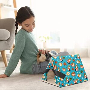 Small Pet Hideout Funny Penguin Colorful Christmas Hamster House Guinea Pig Playhouse for Dwarf Rabbits Hedgehogs Chinchillas