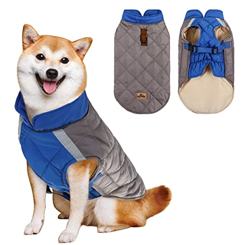 Dog Winter Coat Warm Dog Clothes for Cold Weather Pet Reflective Jacket with Collar, Leash Ring, Adjustable Buckle for Small Medium Large Dogs