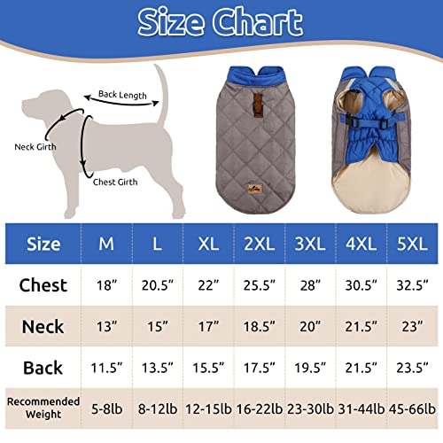 Dog Winter Coat Warm Dog Clothes for Cold Weather Pet Reflective Jacket with Collar, Leash Ring, Adjustable Buckle for Small Medium Large Dogs