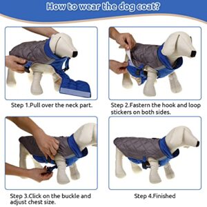 Dog Winter Coat Warm Dog Clothes for Cold Weather Pet Reflective Jacket with Collar, Leash Ring, Adjustable Buckle for Small Medium Large Dogs