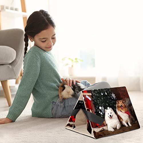 enheng Small Pet Hideout Christmas Animal Dog Hamster House Guinea Pig Playhouse for Dwarf Rabbits Hedgehogs Chinchillas