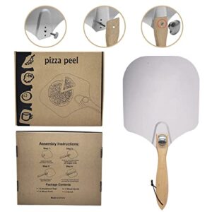 HEGO YUM Pizza Peel,Pizza Paddle,12x14 inch Pizza Spatula for Oven with Foldable Wood Handle for Easy Storage,Aluminum Pizza Spatula Paddle Metal for Homemade Pizza/Baking/Bread/Pastry/Dough/Cake