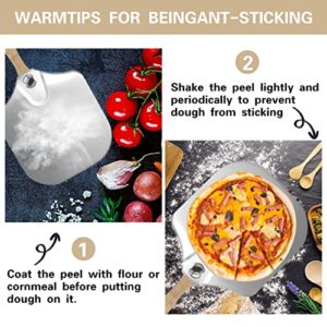 HEGO YUM Pizza Peel,Pizza Paddle,12x14 inch Pizza Spatula for Oven with Foldable Wood Handle for Easy Storage,Aluminum Pizza Spatula Paddle Metal for Homemade Pizza/Baking/Bread/Pastry/Dough/Cake