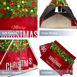 Small Pet Hideout Merry Christmas New Year Background Hamster House Guinea Pig Playhouse for Dwarf Rabbits Hedgehogs Chinchillas