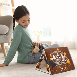 Small Pet Hideout Christmas and Happy New Year Background Hamster House Guinea Pig Playhouse for Dwarf Rabbits Hedgehogs Chinchillas