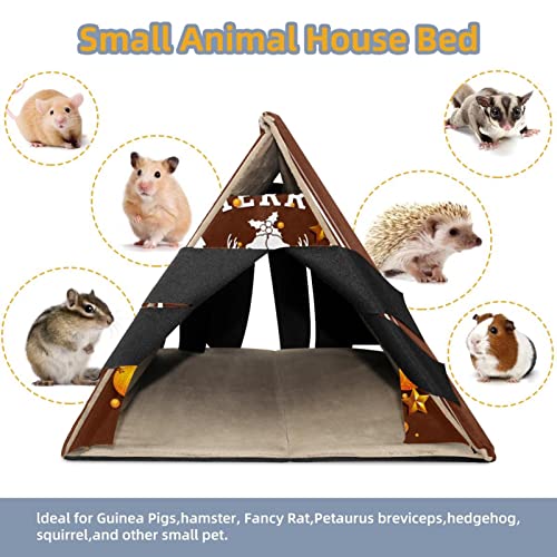 Small Pet Hideout Christmas and Happy New Year Background Hamster House Guinea Pig Playhouse for Dwarf Rabbits Hedgehogs Chinchillas