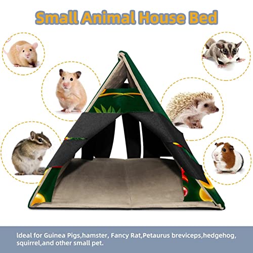 enheng Small Pet Hideout Christmas Balls Present Bow with Green Background Hamster House Guinea Pig Playhouse for Dwarf Rabbits Hedgehogs Chinchillas