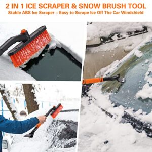 Snow Brush with Ice Scraper for Car Windshield, Magic Snow Scrapers & Brush, Car Window Snow Cleaner Removal Tool with Foam Grip, 22 Inch to 29 Inch Extendable Snow Remover for Family Cars, SUVs