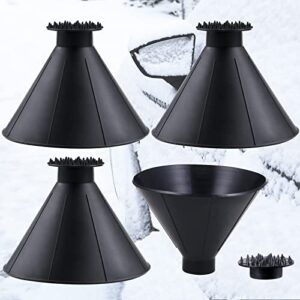 3 pcs magical ice scrapers for car windshield, round snow scraper with funnel, cone-shaped car snow remover, car window scraper for ice & snow, car winter accessories, gift for chrismas (black)