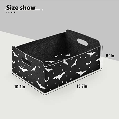 CaTaKu Bats Foldable Storage Basket Star Black Collapsible Felt Storage Bins with Handle Drawer Organizer Bin Cube Shelf Box for Organizing Closet Clothes Office Books Bedroom