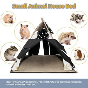 enheng Small Pet Hideout Christmas Tree Snowflakes Pattern Hamster House Guinea Pig Playhouse for Dwarf Rabbits Hedgehogs Chinchillas