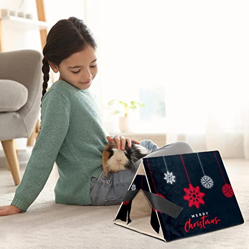 enheng Small Pet Hideout Snowflake Ornament Merry Christmas Hamster House Guinea Pig Playhouse for Dwarf Rabbits Hedgehogs Chinchillas