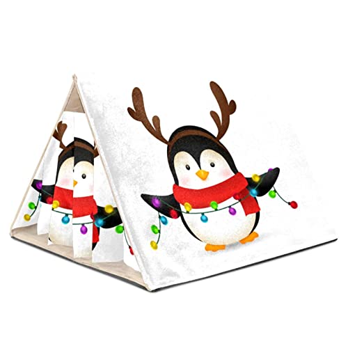 Small Pet Hideout Penguin Celebrating Christmas Hamster House Guinea Pig Playhouse for Dwarf Rabbits Hedgehogs Chinchillas