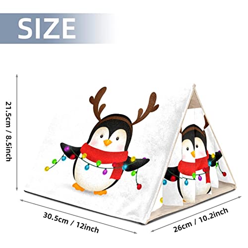 Small Pet Hideout Penguin Celebrating Christmas Hamster House Guinea Pig Playhouse for Dwarf Rabbits Hedgehogs Chinchillas