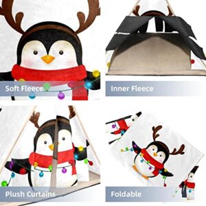 Small Pet Hideout Penguin Celebrating Christmas Hamster House Guinea Pig Playhouse for Dwarf Rabbits Hedgehogs Chinchillas