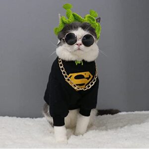 Pet Hat Funny Shrek Cat Hat Handmade Knitted Woolen Yarn Hat Classic Retro Pet Sunglasses，Apply to Pet Photo Suit, Pet Supplies for Small Dog and Cat(Shrek)