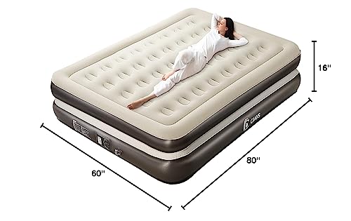 Ciays Air Mattress Queen with Built-in Pump, Double High Blow Up Mattress with Carrying Bag, Inflatable Air Bed for Guests, Family, Brown