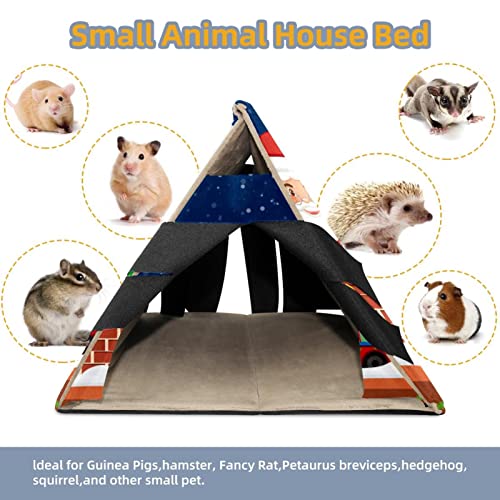 enheng Small Pet Hideout Christmas Santa Giving Gift by Chimney Hamster House Guinea Pig Playhouse for Dwarf Rabbits Hedgehogs Chinchillas