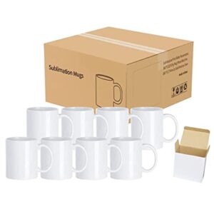 Holywarm Sublimation Mugs, White Coffee Mugs 11oz Sublimation Coffee Mugs AAA Coating Ceramic Mugs with Large Handle, Sublimation Blanks White Mugs Coffee Mug Set with Gift Boxes (36)