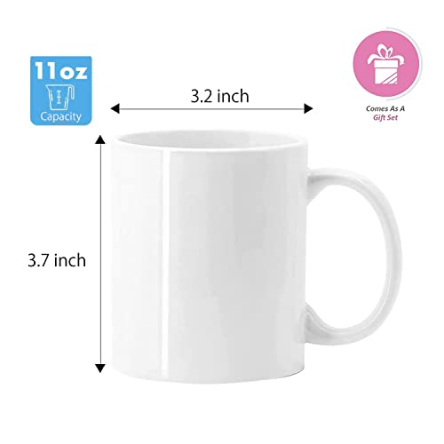 Holywarm Sublimation Mugs, White Coffee Mugs 11oz Sublimation Coffee Mugs AAA Coating Ceramic Mugs with Large Handle, Sublimation Blanks White Mugs Coffee Mug Set with Gift Boxes (36)