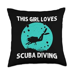 best scuba diving gift scuba themed accessories cool scuba diving for girls kids professional diver throw pillow, 18x18, multicolor