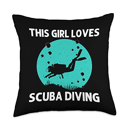 Best Scuba Diving Gift Scuba Themed Accessories Cool Scuba Diving for Girls Kids Professional Diver Throw Pillow, 18x18, Multicolor