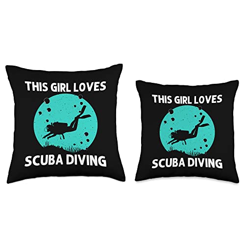 Best Scuba Diving Gift Scuba Themed Accessories Cool Scuba Diving for Girls Kids Professional Diver Throw Pillow, 18x18, Multicolor