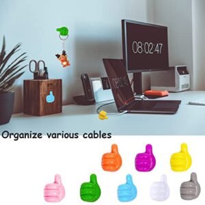 MOODKEY 16PCS Self-Adhesive Silicone Thumb Hooks Multi-Function Cable Holder Wall Decoration Finger Hook for Earphone,Toothbrush,Key,Makeup Brush Home&Office Wall Storage Wire Desk Organizer