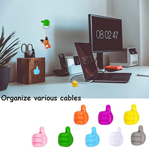 MOODKEY 16PCS Self-Adhesive Silicone Thumb Hooks Multi-Function Cable Holder Wall Decoration Finger Hook for Earphone,Toothbrush,Key,Makeup Brush Home&Office Wall Storage Wire Desk Organizer