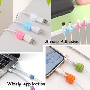 MOODKEY 16PCS Self-Adhesive Silicone Thumb Hooks Multi-Function Cable Holder Wall Decoration Finger Hook for Earphone,Toothbrush,Key,Makeup Brush Home&Office Wall Storage Wire Desk Organizer