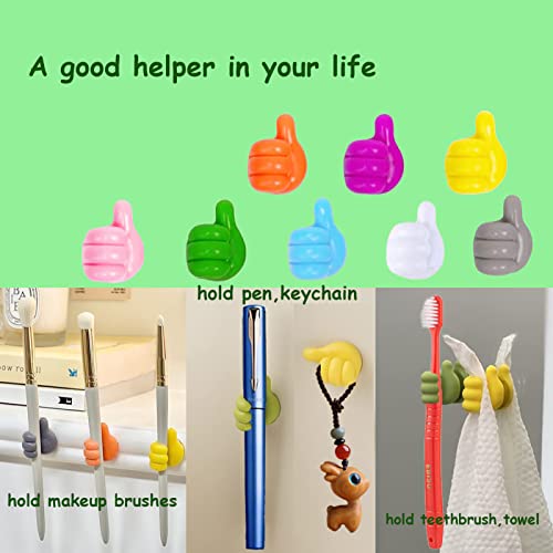 MOODKEY 16PCS Self-Adhesive Silicone Thumb Hooks Multi-Function Cable Holder Wall Decoration Finger Hook for Earphone,Toothbrush,Key,Makeup Brush Home&Office Wall Storage Wire Desk Organizer