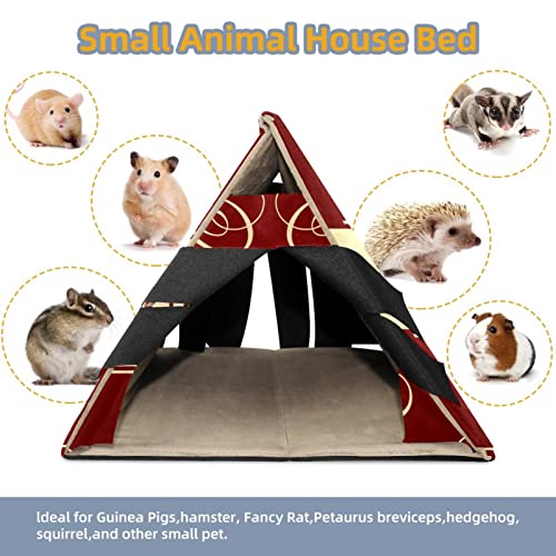 enheng Small Pet Hideout Red Merry Christmas Hamster House Guinea Pig Playhouse for Dwarf Rabbits Hedgehogs Chinchillas