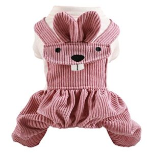 wakeu pet products wakeu dog overall pet clothes for small pink white stripes bib pants outfits soft breathable jumpsuit puppy girl boy cat apparel walking outdoor spring autumn winter (m-pink)